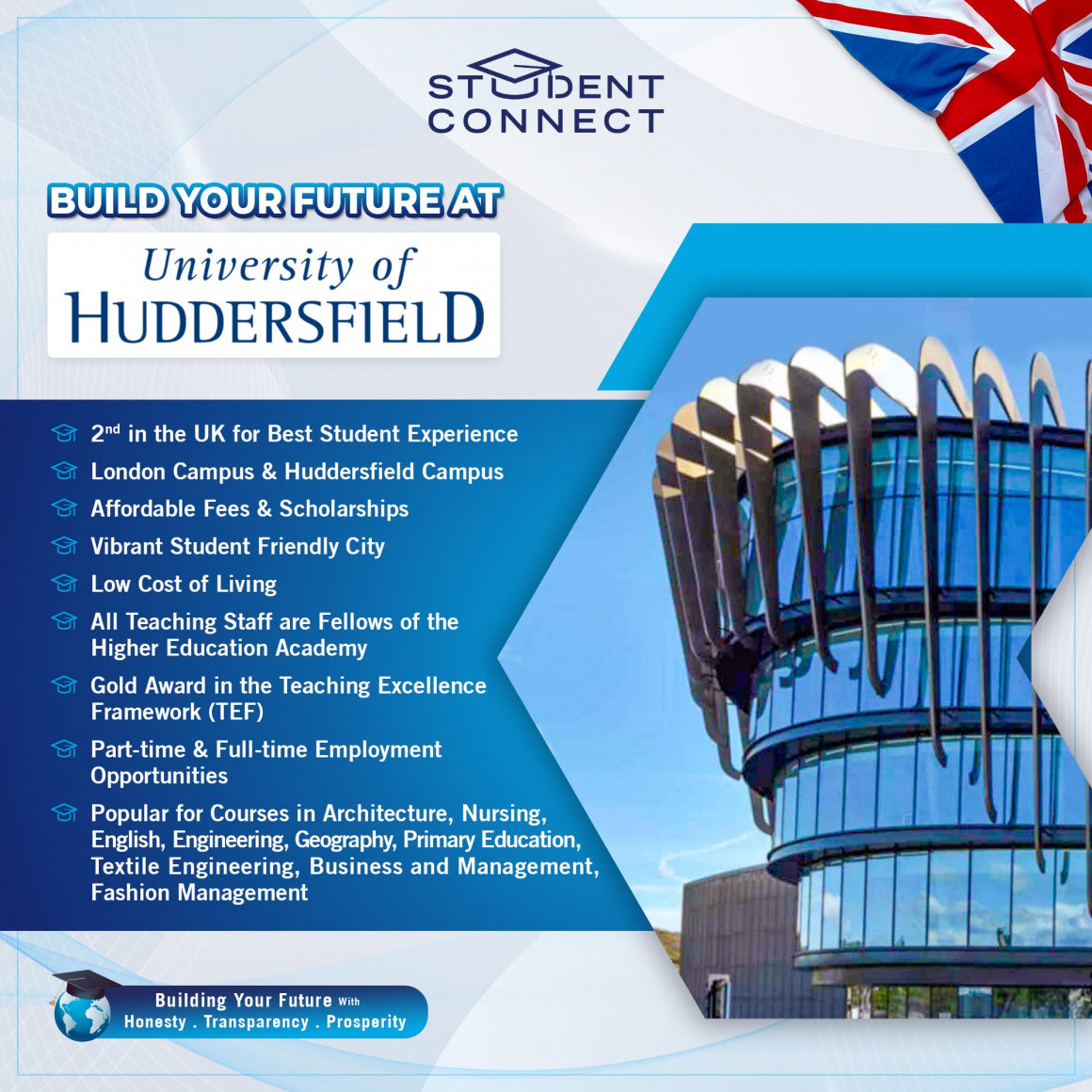 January and September 2023 intakes at University of Huddersfield