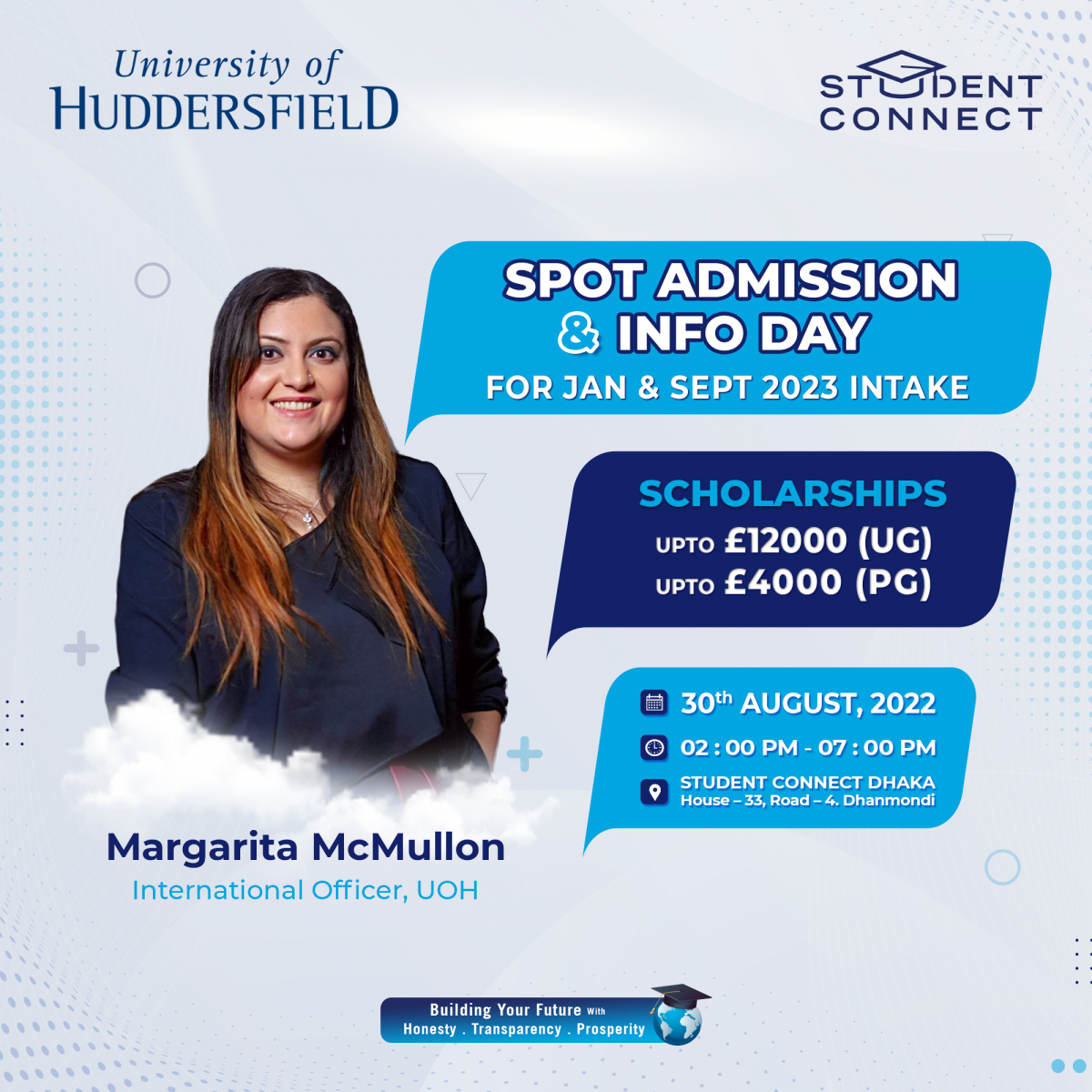 Study in UK - Spot Offer Letter with University of Huddersfield
